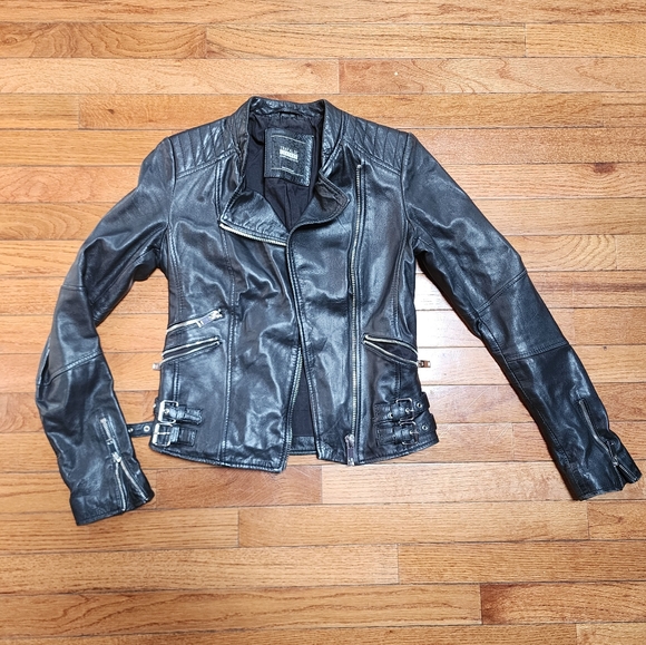Zara | Jackets & Coats | Zara Trafaluc Black Leather Motorcycle Jacket ...